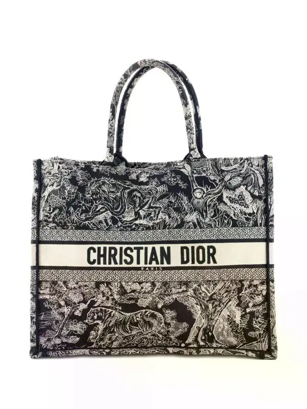 Dior Embroidered Canvas Large Tote Bag - Blue