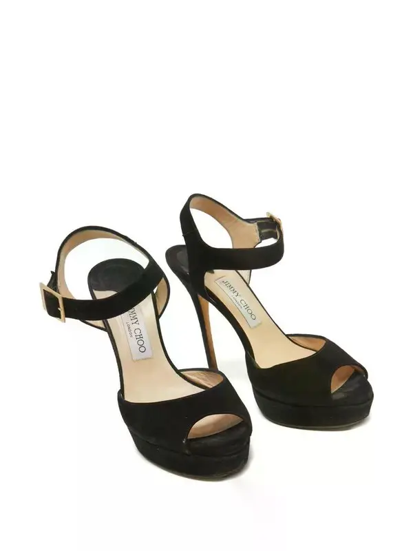 JIMMY CHOO Suede Heeled Sandals - Black