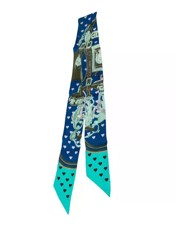 Hermès 1999-2007 Brides De Gala Love Silk Twilly Scarf Scarves - Blue