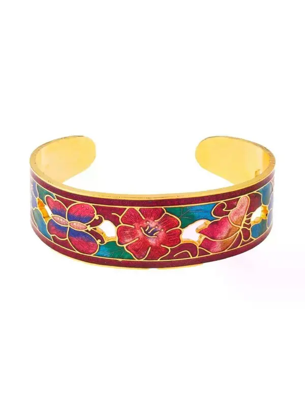 SUSAN CAPLAN 1980s Cloisonné Cuff Bracelet - Gold