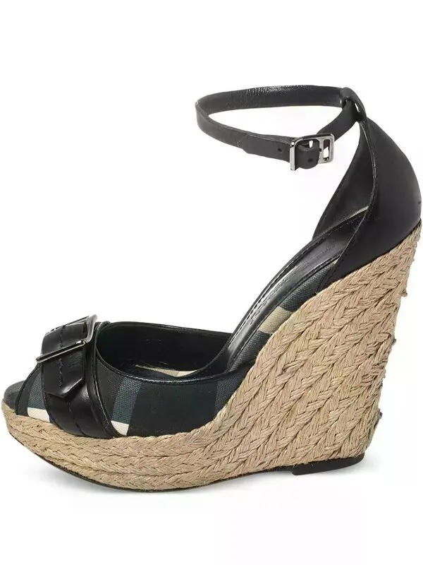 Burberry Nova Check Canvas Wedge Sandals