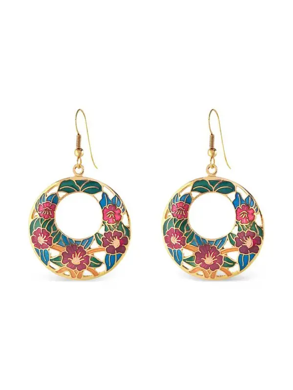 SUSAN CAPLAN 1980s Floral-embellishment Earrings - Gold
