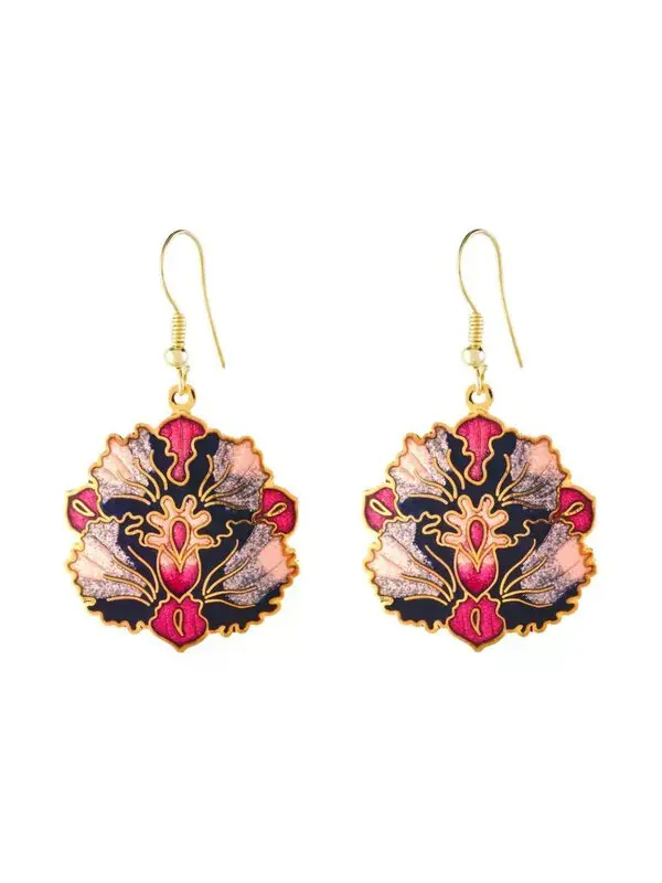 SUSAN CAPLAN 1980s Cloisonné Earrings - Black