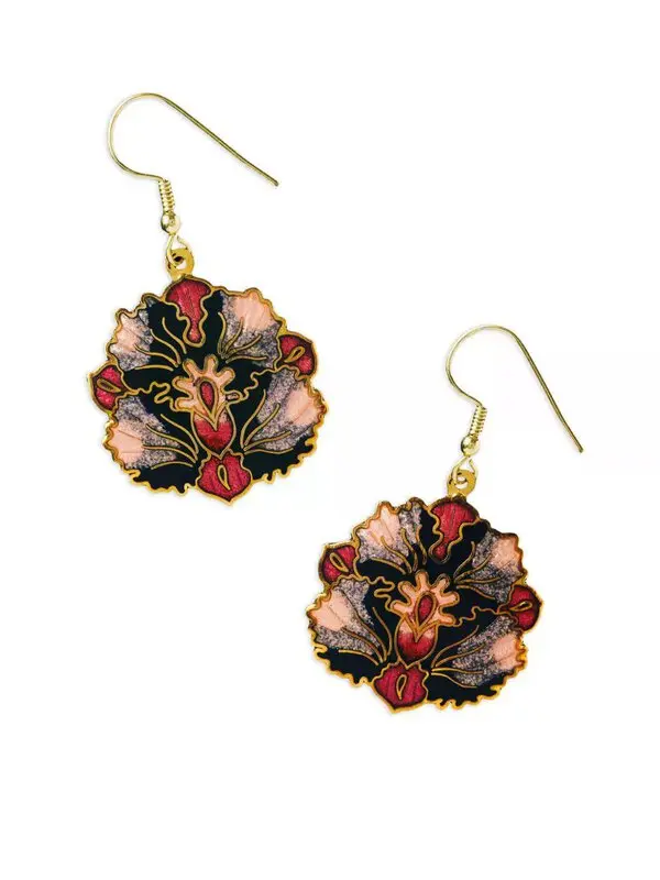 SUSAN CAPLAN 1980s Cloisonné Earrings - Black
