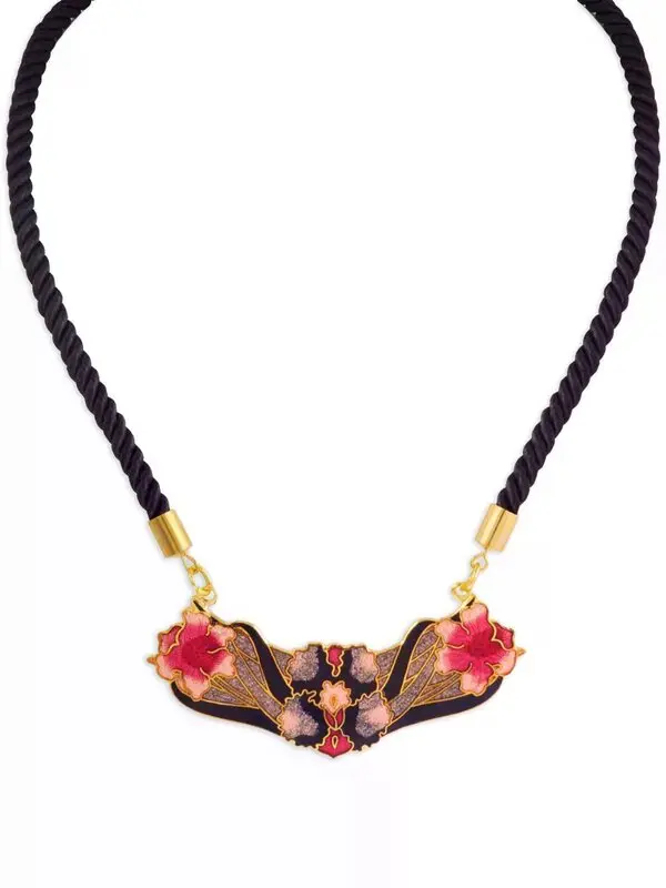 SUSAN CAPLAN 1980s Cloisonné Necklace - Black