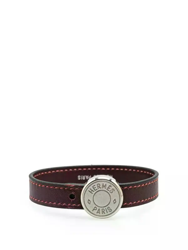 Hermès 2005 Leather Clou De Selle Bracelet - Brown