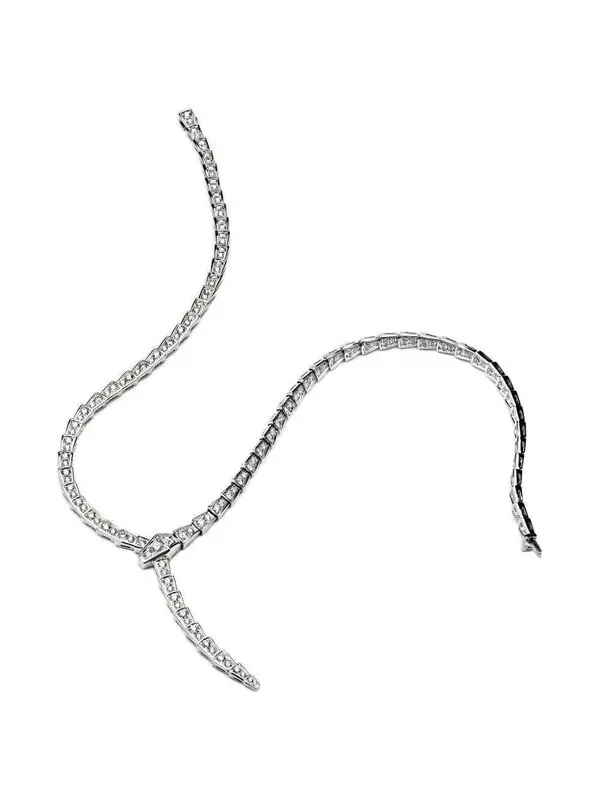 BVLGARI 18k Gold Serpenti Viper Diamond Necklace - White