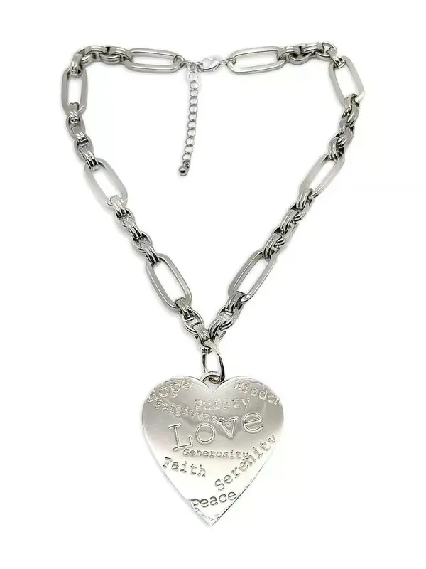 JENNIFER GIBSON JEWELLERY 1980's Edouard Ramboud Heart Message Necklace - Silver