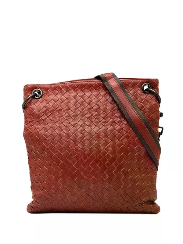 Bottega Veneta Leather Intrecciato Crossbody Bag - Brown