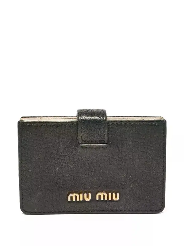 Miu Miu Logo-plaque Leather Cardholder - Black