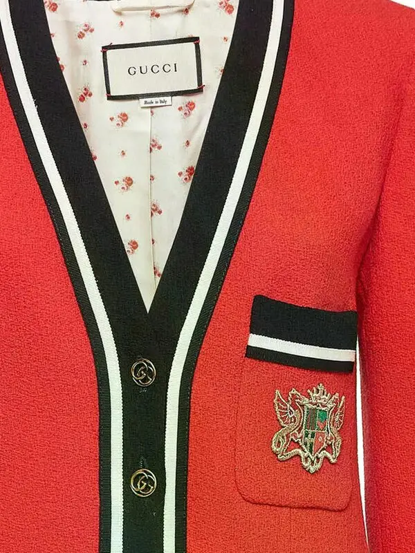 Gucci Contrasting-trim Crest-detail Jacket