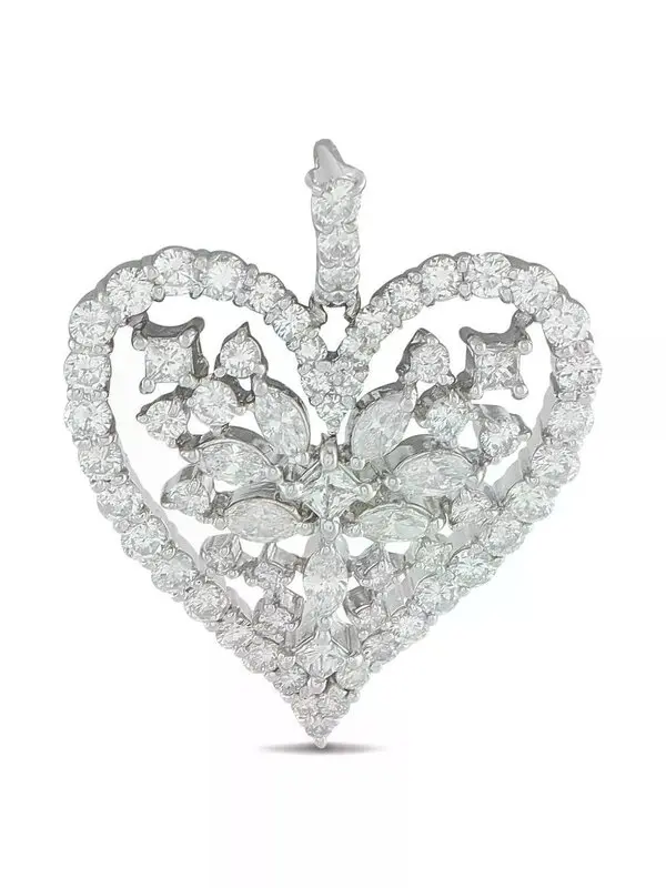 LB EXCLUSIVE Platinum Heart Diamond Pendant - Silver