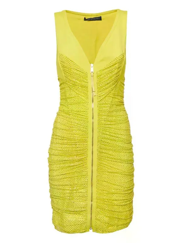 Versace Ruched Zip-up Dress