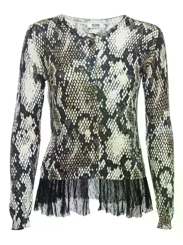 Moschino Snake-print Lace-trim Top