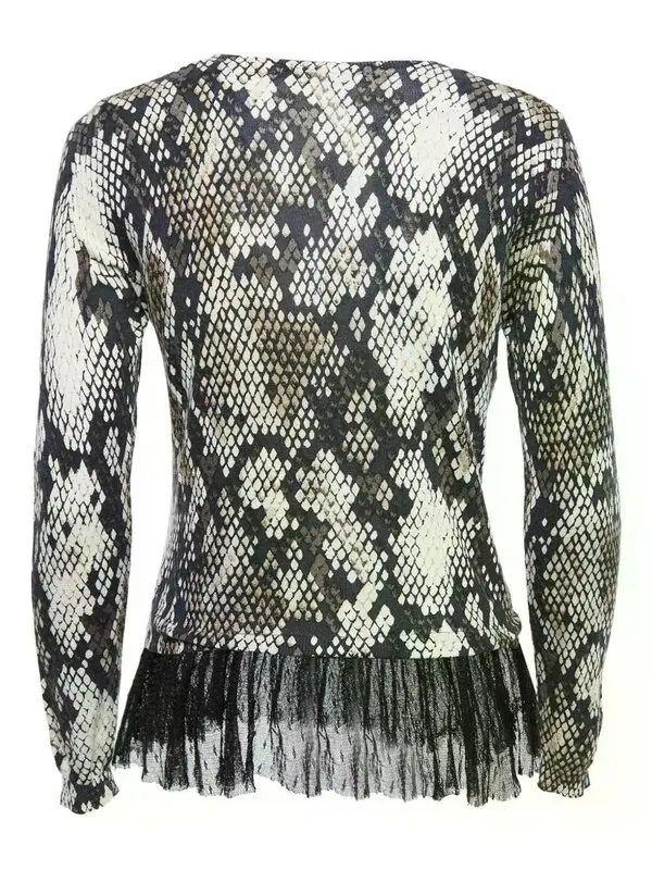 Moschino Snake-print Lace-trim Top