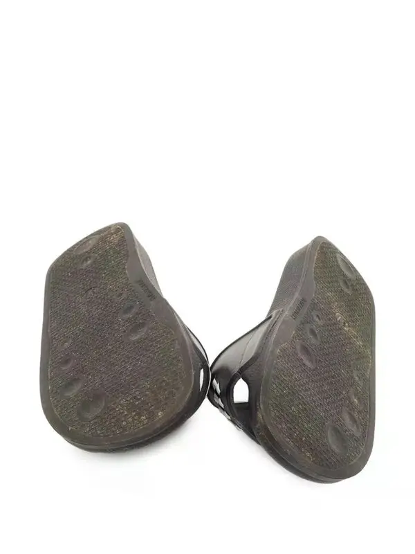 Palm Angels Logo Leather Slides - Black