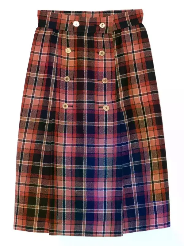 Saint Laurent 1970s Checked Wool Skirt