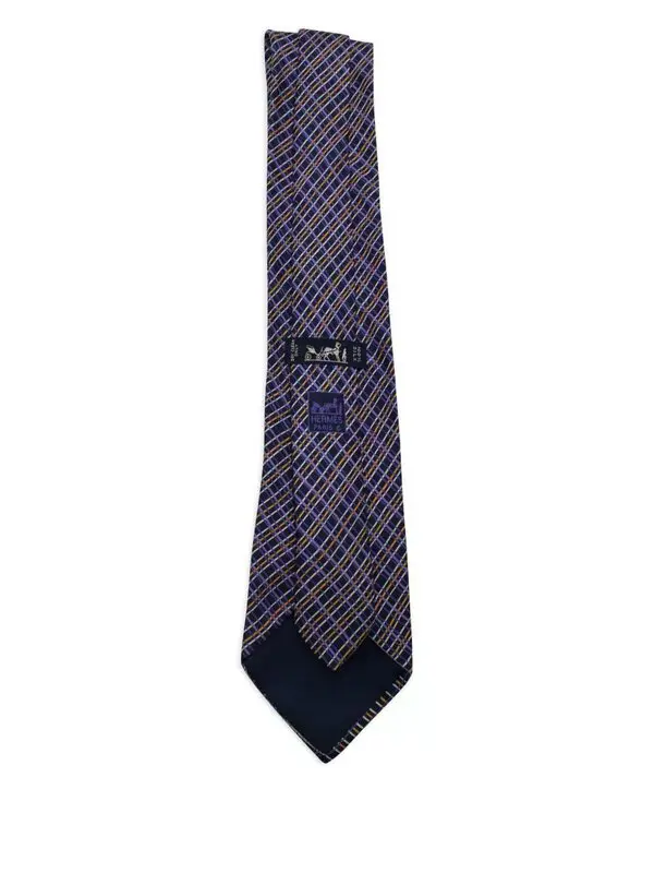 Hermès Geometric-pattern Neck Tie - Purple