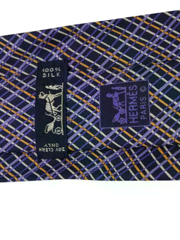 Hermès Geometric-pattern Neck Tie - Purple