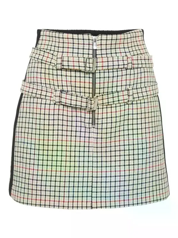 Maje Buckle Plaid Skirt