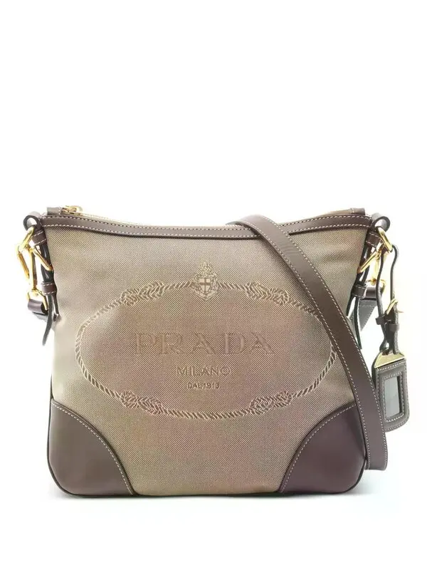 Prada 2010 Logo Jacquard Shoulder Bag