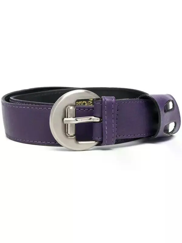 Versace 1970s Leather Buckle Belt - Purple
