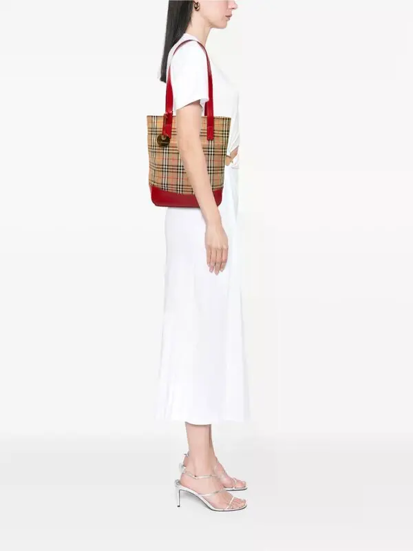 Burberry Haymarket Check Canvas Tote Bag - Brown