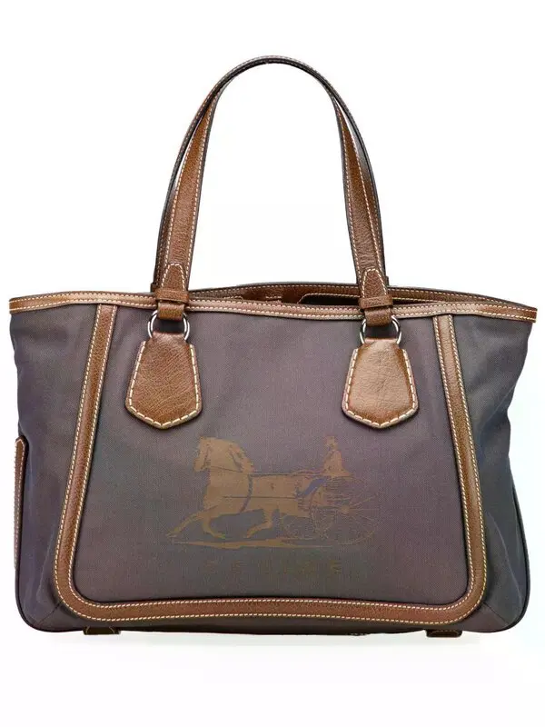 Celine 2007 Canvas Carriage Tote Bag - Brown