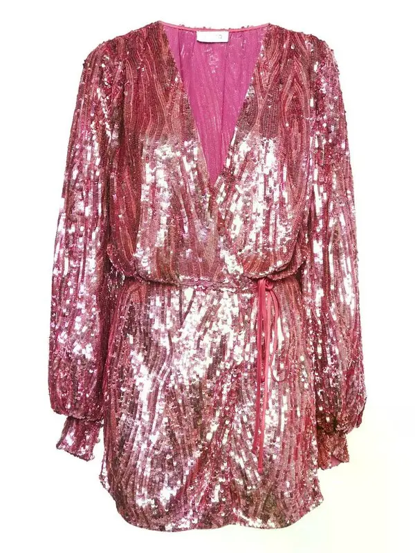 Attico Sequin-embellished Wrap Mini Dress