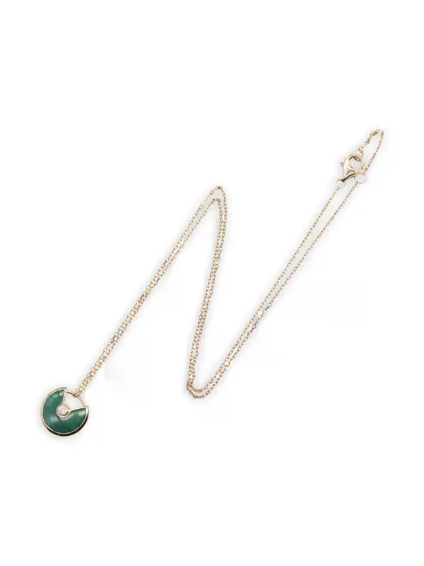 CARTIER 2010s 18k Rose Amulet De Diamond And Malachite Necklace - Gold