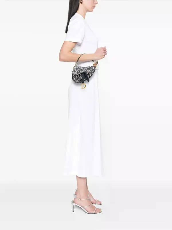 Dior 2019 Mini Oblique Canvas Saddle Bag - Blue