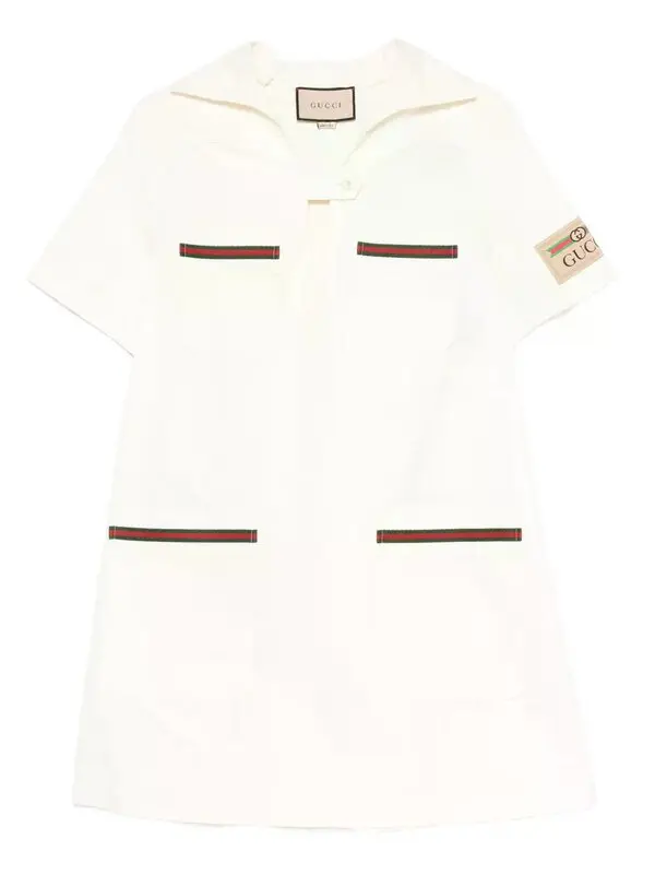Gucci 2020s Logo-patch Mini Dress - Neutrals