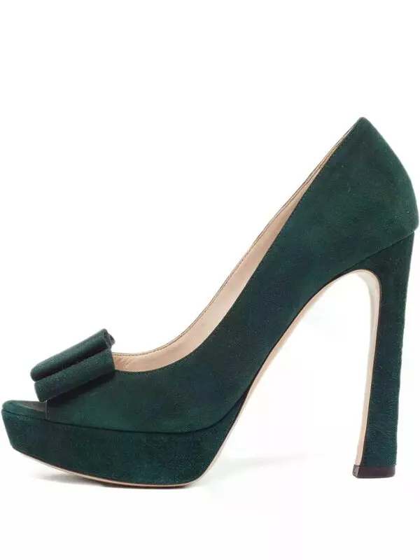Miu Miu Suede Platform Peep Toe Pumps