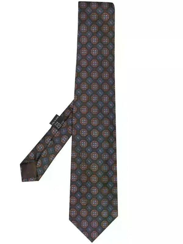 Versace 1990s Geometric Floral-print Silk Tie - Blue