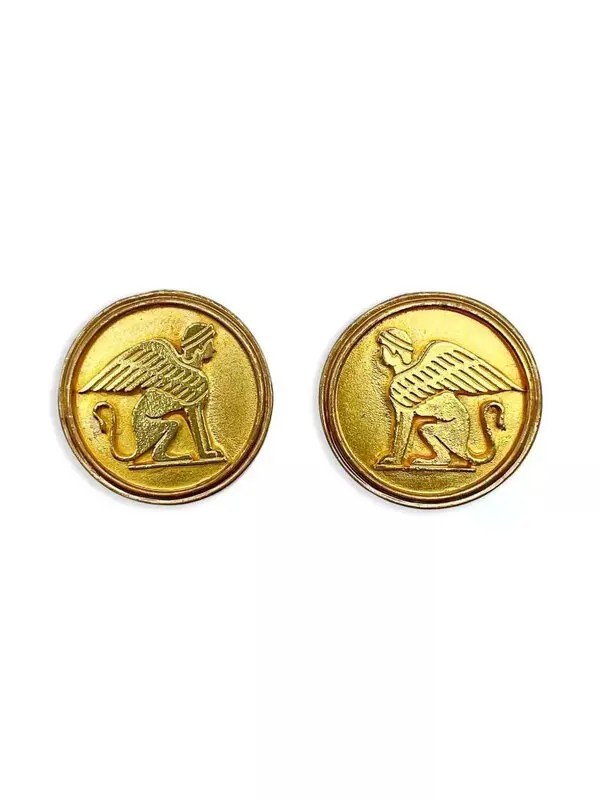 JENNIFER GIBSON JEWELLERY 1970s Egyptian Sphinx Clip-on Earrings - Gold