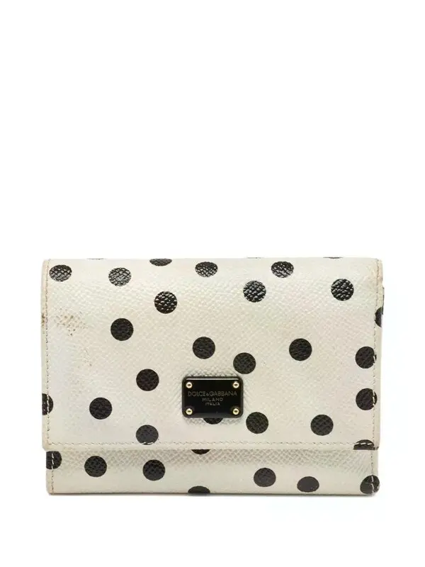 Dolce & Gabbana Polka-dot Leather Wallet - White
