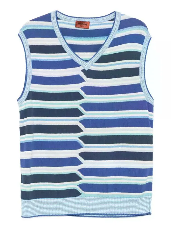 Missoni 2000s Striped Knit Vest - Blue