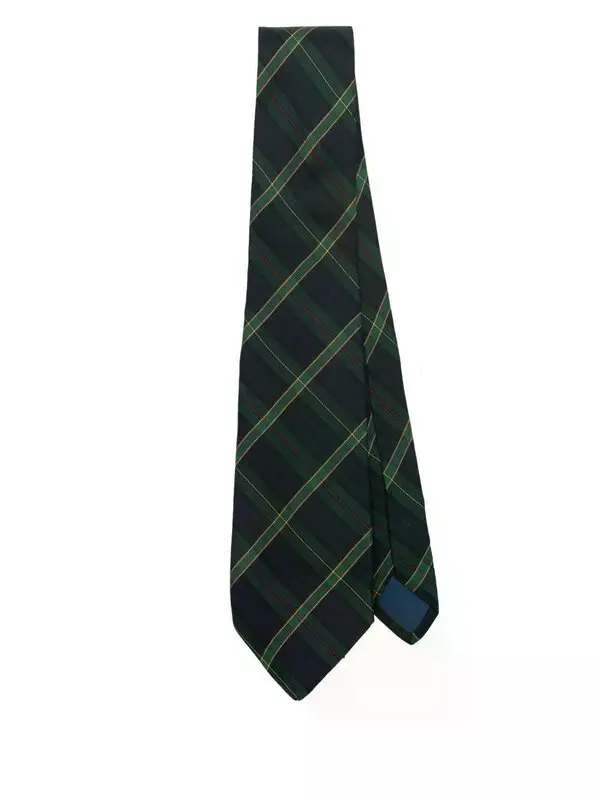 Versace 1970s Silk Tartan Tie - Blue