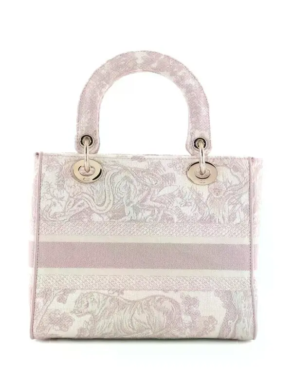 Dior Toile De Jouy Lady D-lite Embroidered Canvas Tote Bag - Neutrals