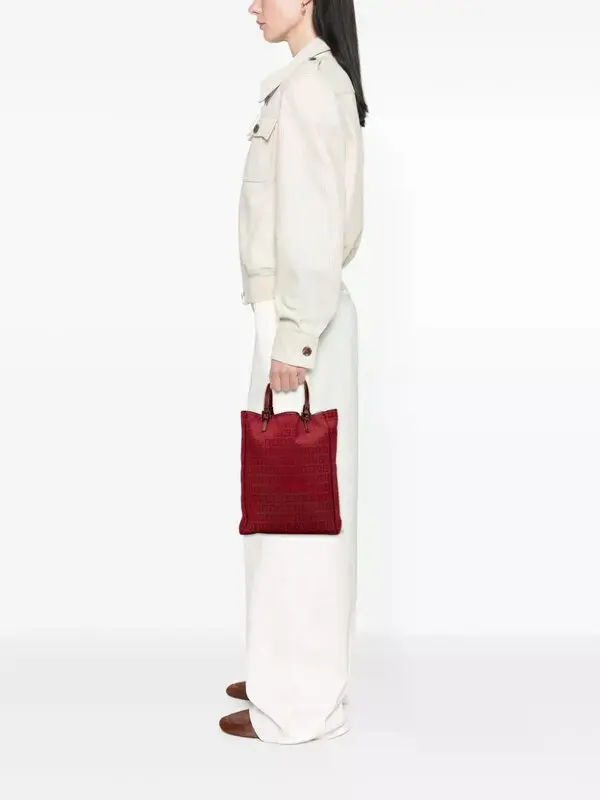 Fendi 2000-2010 Zucchino Canvas Tote Bag - Red