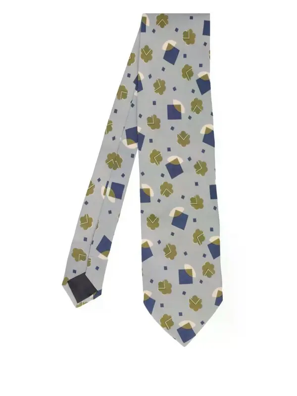 Giorgio Armani Geometric-print Silk Tie - Grey