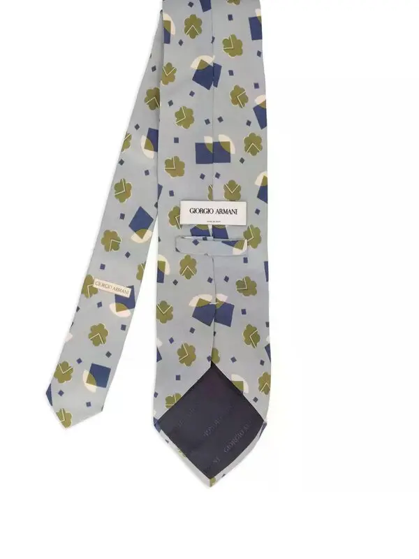Giorgio Armani Geometric-print Silk Tie - Grey