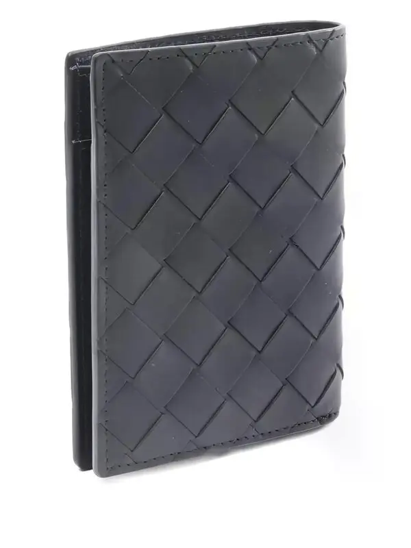 Bottega Veneta 2020s Signature Intrecciato Design Leather Wallet - Black