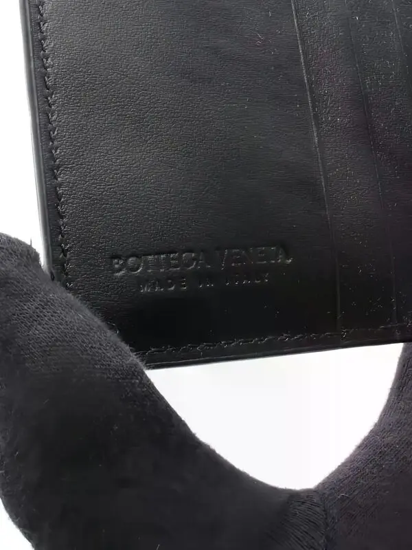 Bottega Veneta 2020s Signature Intrecciato Design Leather Wallet - Black