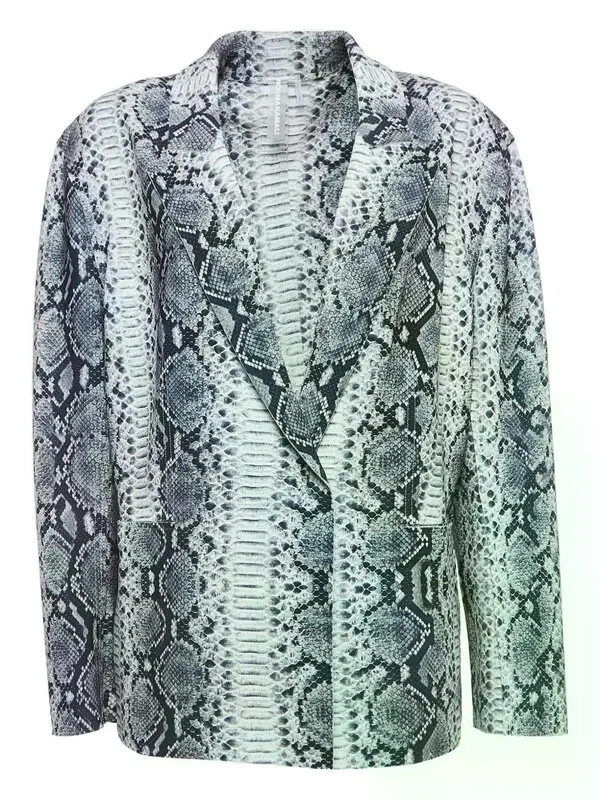 Norma Kamali Python-print Single-breasted Blazer - Black