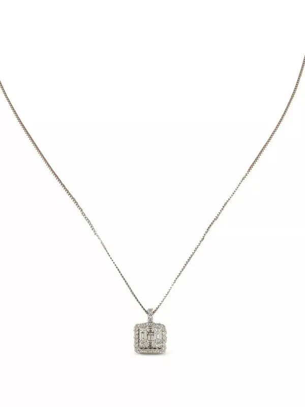 LB EXCLUSIVE Platinum Diamond Square Pendant Necklace - Silver