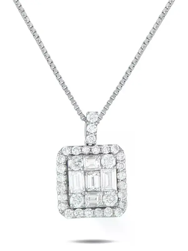 LB EXCLUSIVE Platinum Diamond Square Pendant Necklace