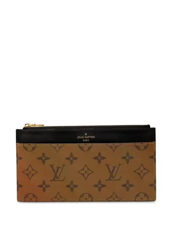 LOUIS VUITTON 2021-2025 Monogram Reverse Slim Purse Long Wallets - Brown