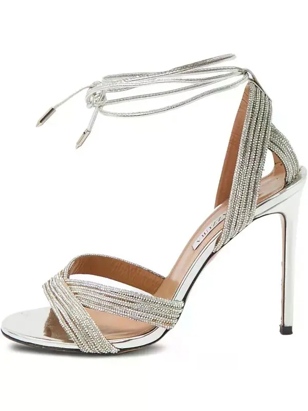 AQUAZZURA 105 Ari Crystal-embellished Sandals - Silver