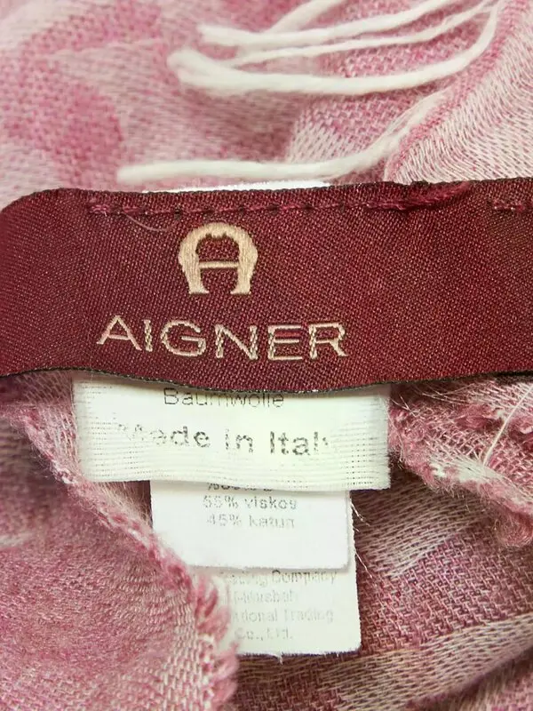 AIGNER Patterned Fringed Scarf